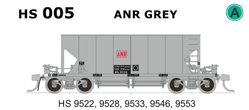 SDS HS 005 HO Scale SAR HS / AHSA Stone Hopper Wagons ANR Grey (5 Pack ...