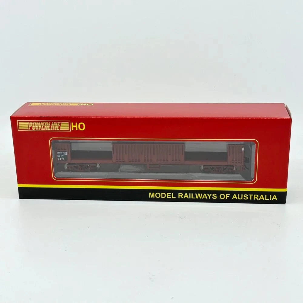 Powerline HO Scale RKUX-63V No Logo Red/Brown Red-Oxide Open Wagon [PD ...